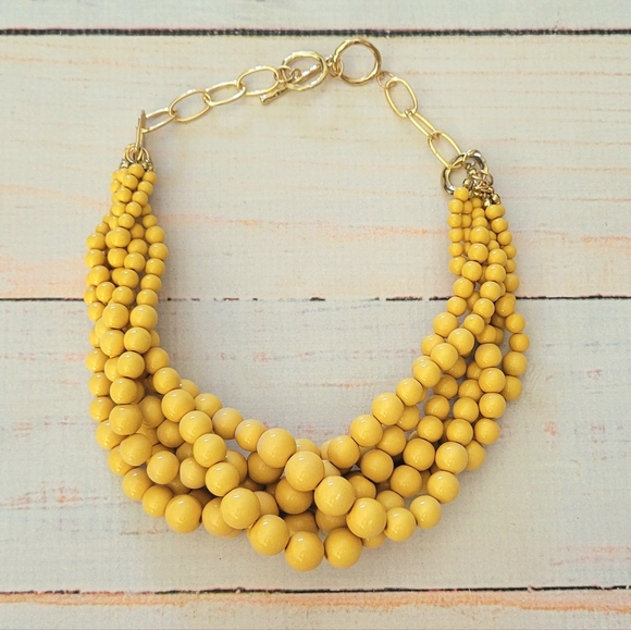 Jewelry | Mustard Yellow Graduated Acrylic Chunky Bead Necklace | Poshmark